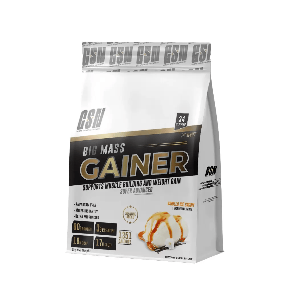GSN Big Mass Gainer-6KG-34 Serv.-Vanilla Ice Cream – Energy Supplements EG