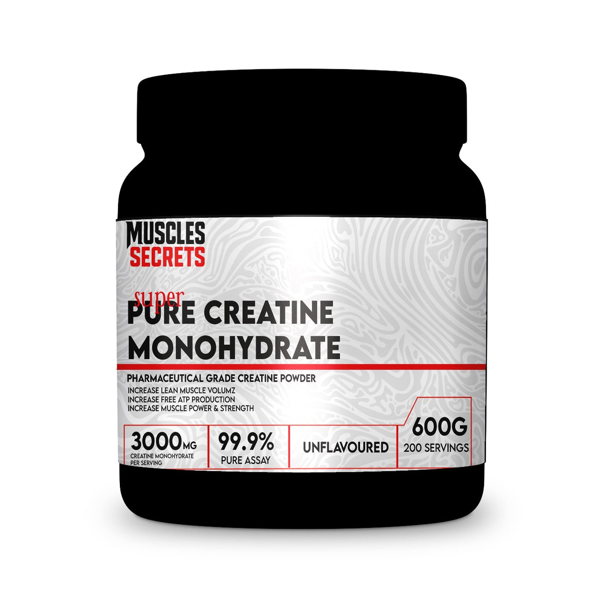 Muscles Secrets Super Pure Creatine Monohydrate-600G-200Serv-Unflavour ...